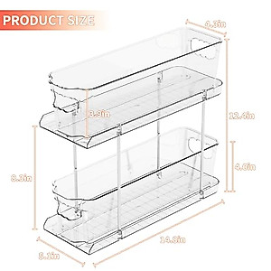 2 Set 2 Tier Bathroom Under Sink Organizers and Storage - 14.8"Deep x 5.1" Width - Suitable as Pantry Drawers Slide Out Shelves,Under Kitchen Sink Organizer,Narrow Pull Out Under Cabinet Organizer