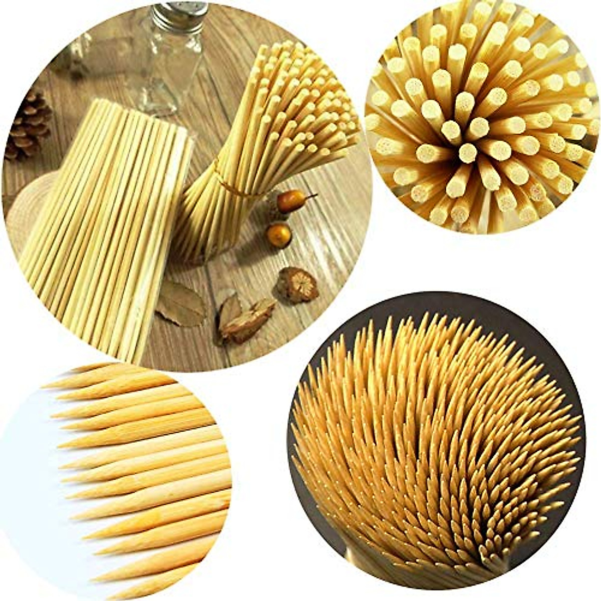 HANSGO Wooden Candy Apple Skewer Sticks, 6mm 5.25inch Natural Bamboo Skewers BBQ Caramel Apple Sticks Cotton Candy Stick Rock Candy Stick Skewer Semi Pointed Lollipop Sticks Barbecue Corn Dog