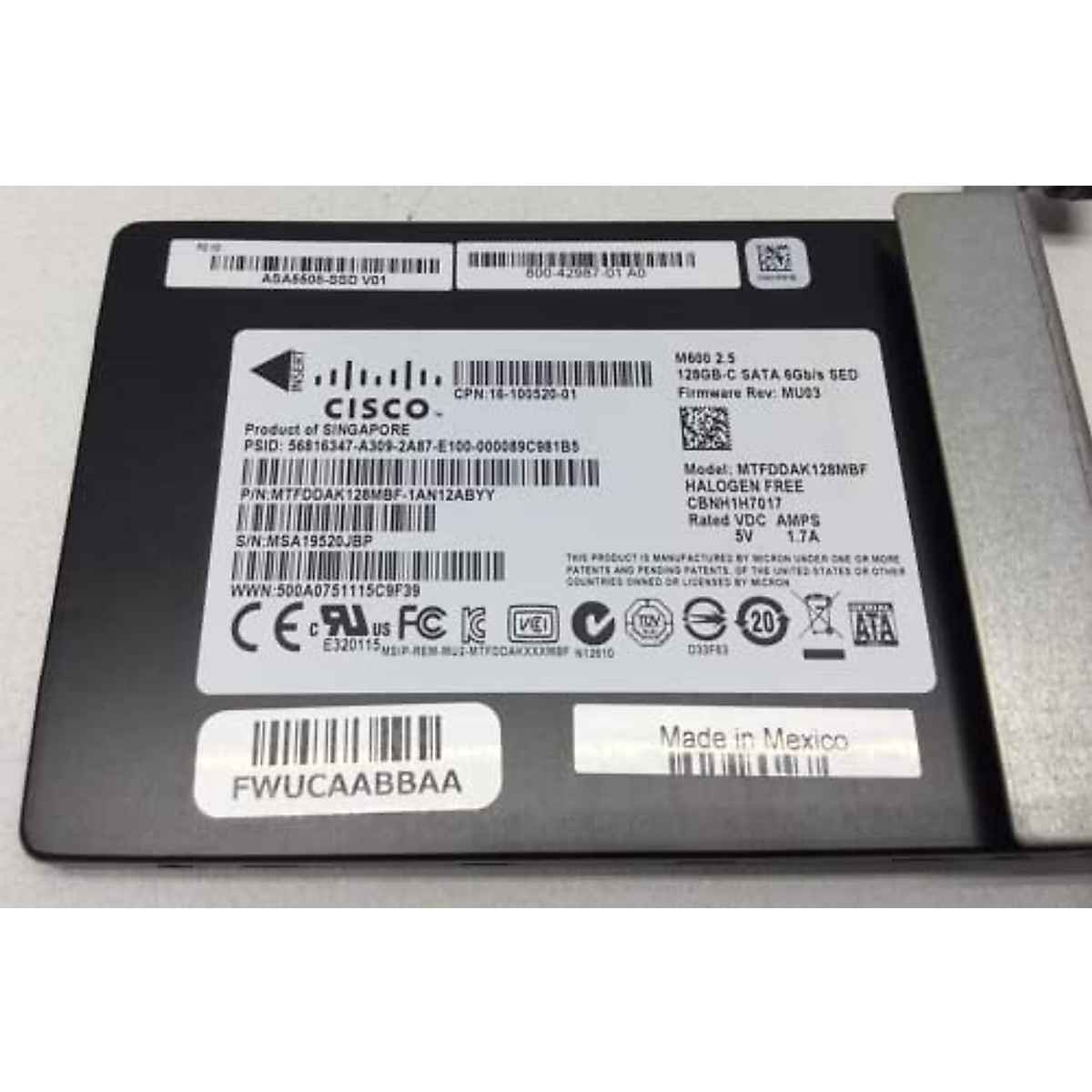 128GB 16-100520-01 800-42987-01 MTFDDAK128MBF SATA 6GB SED ASA 5508-SSD