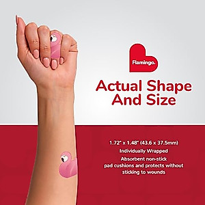 BioSwiss Bandages, Flamingo Shaped Self Adhesive Bandage, Latex Free Sterile Wound Care, 50 Count