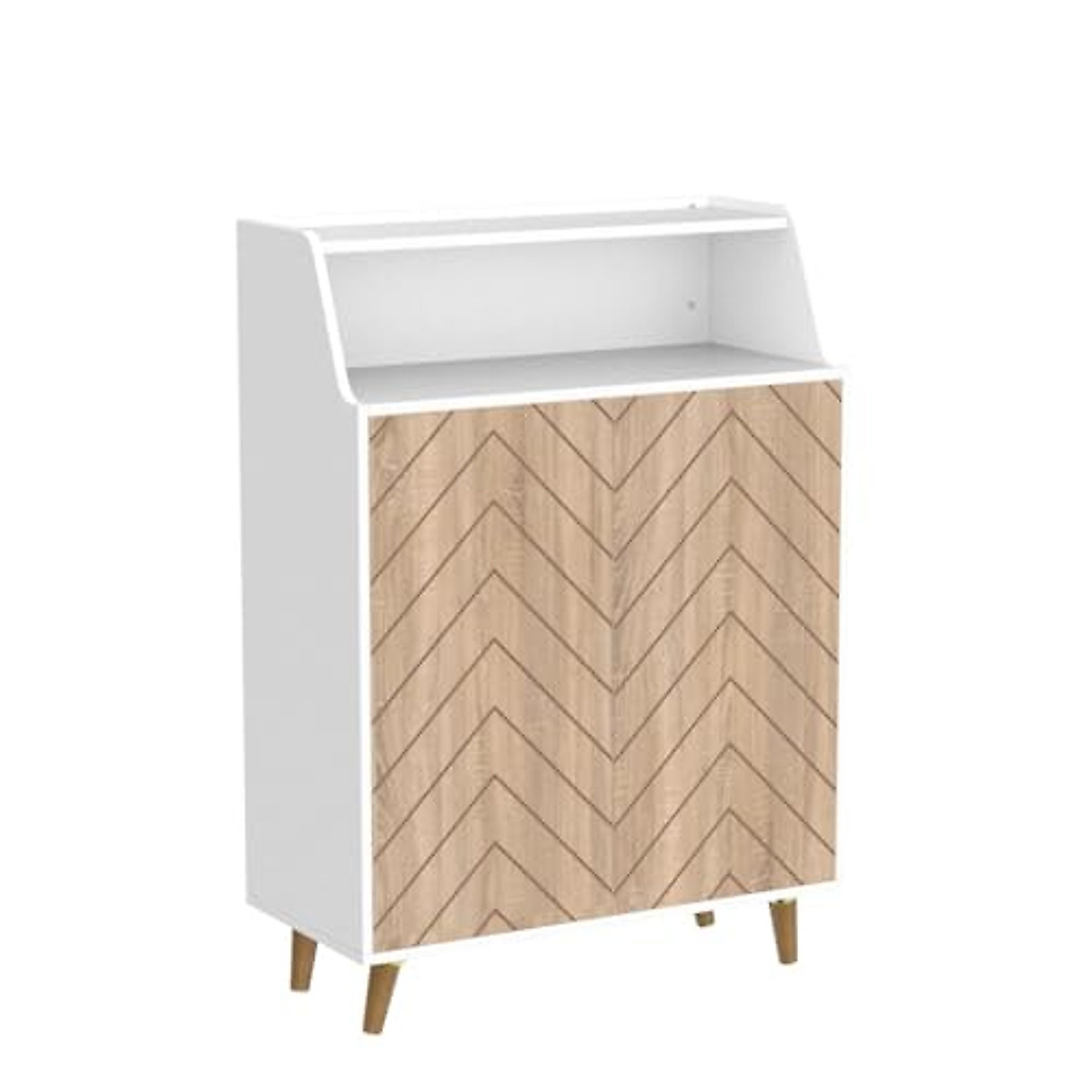 YITAHOME Shoe Cabinet with Doors, 5-Tier Shoe Storage Cabinet with Open Shelves, Large Capacity Wooden Shoes Rack Organizer with Pine Wood Legs for Entryway/Hallway/Closet, White