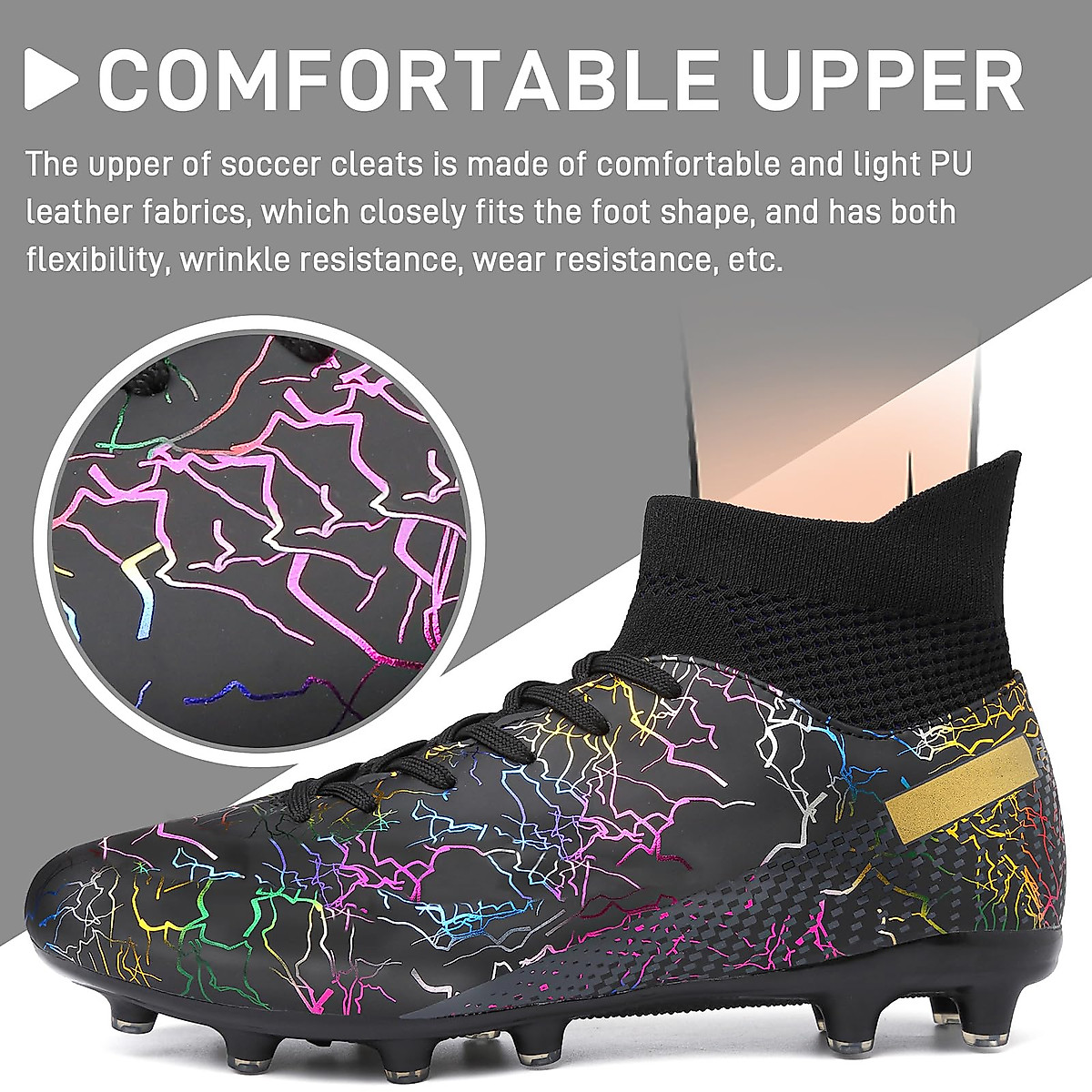 Soccer Cleats Mens Football Cleats Women Tacos de Futbol para Hombre Zapatos de Futbol para Hombres Futsal Shoes Outdoor Soccer Shoes for High Top Football Cleats Men Football Boots AG/FG