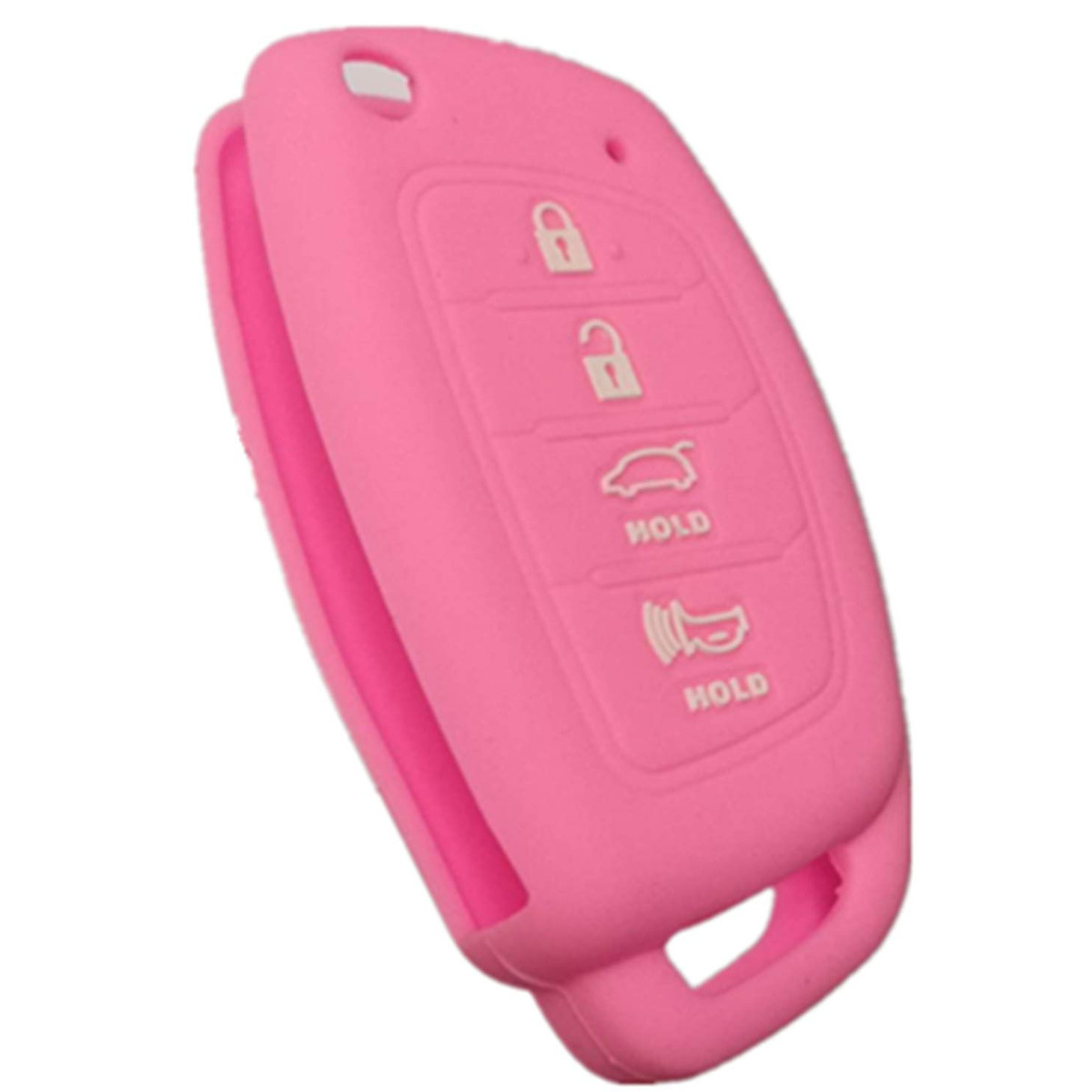 RUNZUIE 4 Buttons Silicone Flip Folding Remote Key Fob Cover Protector Shell Compatible with Hyundai Santa Fe Pink (Not Fit The Smart Key Fob)