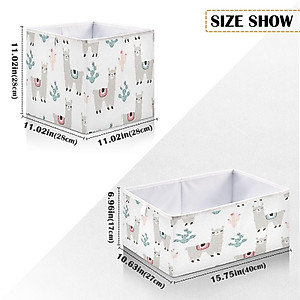 WELLDAY Storage Basket Cacti and Llama Foldable 11 x 11 x 11 In Cube Storage Bin Home Decor Organizer Storage Baskets Box for Toys, Books, Shelves, Closet, Laundry, Nursery