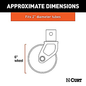 CURT 28276 6-Inch Caster Trailer Jack Wheel Replacement, Fits 2-In Tube, 1,200 lbs