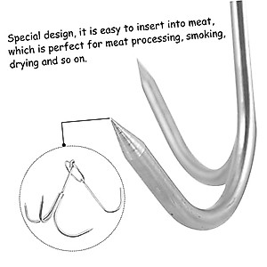 Levemolo 2pcs Triple Three Hooks Garden Prong Meat Grill Poultry Use Hanger Ham Hook S- Useful Tools Tool Smoker Hanging Practical Drying Mutton Steel Accessories Cooking Butcher