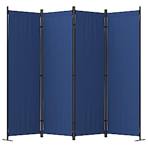 Ecolinear 4 Panel Room Divider Folding Screen Home Office Dorm Indoor Decor Privacy Accents (Blue)