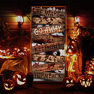 Halloween Door Cover Halloween Door Decorations Scary Halloween Decorations Horror Shadowy Figure Bloody Handprint Halloween Door Covers