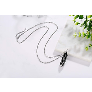 XIANNVXI Tree of Life Wire Wrapped Crystal Point Pendant Necklace Reiki Healing Crystal Stone Black Agate Necklaces Natural Hexagonal Gemstone Quartz Jewelry for Women