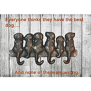 Cast Iron Dog Key Holder for Wall/Dog Key Hook/Rack. Perfect for Dog leashes, Keys, Coats, Bags, Towels, Scarfs & More. Decorative Dog Tail Hanger. (Antique Copper Finish)