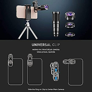 APEXEL 6 in 1 Phone Lens Kit - 22X Telephoto Lens, 205° Fisheye Lens, 120° Wide Angle Lens & 25X Macro Lens(Screwed Together), Compatible with iPhone 11 8 7 6 6s Plus X Xs/Max XR Samsung