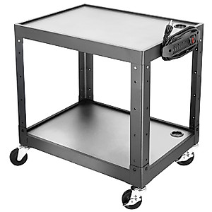 3 Shelf Metal Utility cart - Steel Construction Mobile Presentation Cart Projection Cart with Power Strip - Durable Utility Cart AV Carts on Wheels - Supports Up to 300 LBs (24'' x 18'' x 41'')