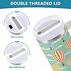 CIJEMAPW Retro Travel Insulated Tumblers Balloons 30 oz Water Bottles Travel Mug with Handle and Straw Lid Leakproof School Work Outdoor for Women & Men