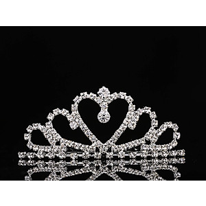 Lovelyshop Mini Heart Rhinestone Tiara for Wedding Bride Prom Birthday Pegeant Prinecess Party-1 Pack