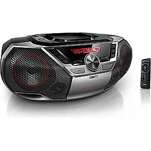 Philips Portable Boombox CD Player Bluetooth FM Radio MP3 Mega Bass Reflex Stereo Sound System with NFC, 12W, USB Input, Headphone Jack, and LCD Display