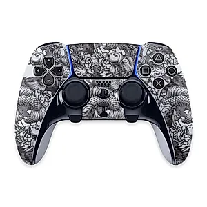MightySkins Carbon Fiber Skin Compatible with PS5 DualSense Edge Controller - Angry Koi | Protective, Durable Textured Carbon Fiber Finish | Easy to Apply, Remove, and Change Styles | Made in The USA