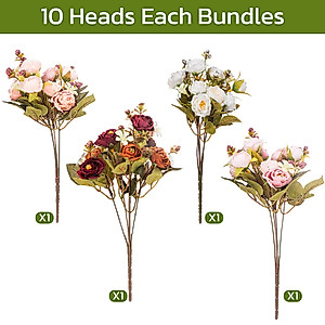 RimiMore Artificial Rose Flowers Bulks 4 Branch 40 Heads Silk Real Looking Fake Roses for DIY Faux Wedding Bouquets, Home Floral Arrangement, Outdoor Garden Baby Shower Centerpieces