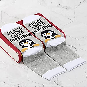 WZMPA Penguin Novelty Socks Ocean Penguin Lover Gift Peace Love Penguins Socks Penguin Series Merchandise (Peace Penguins)