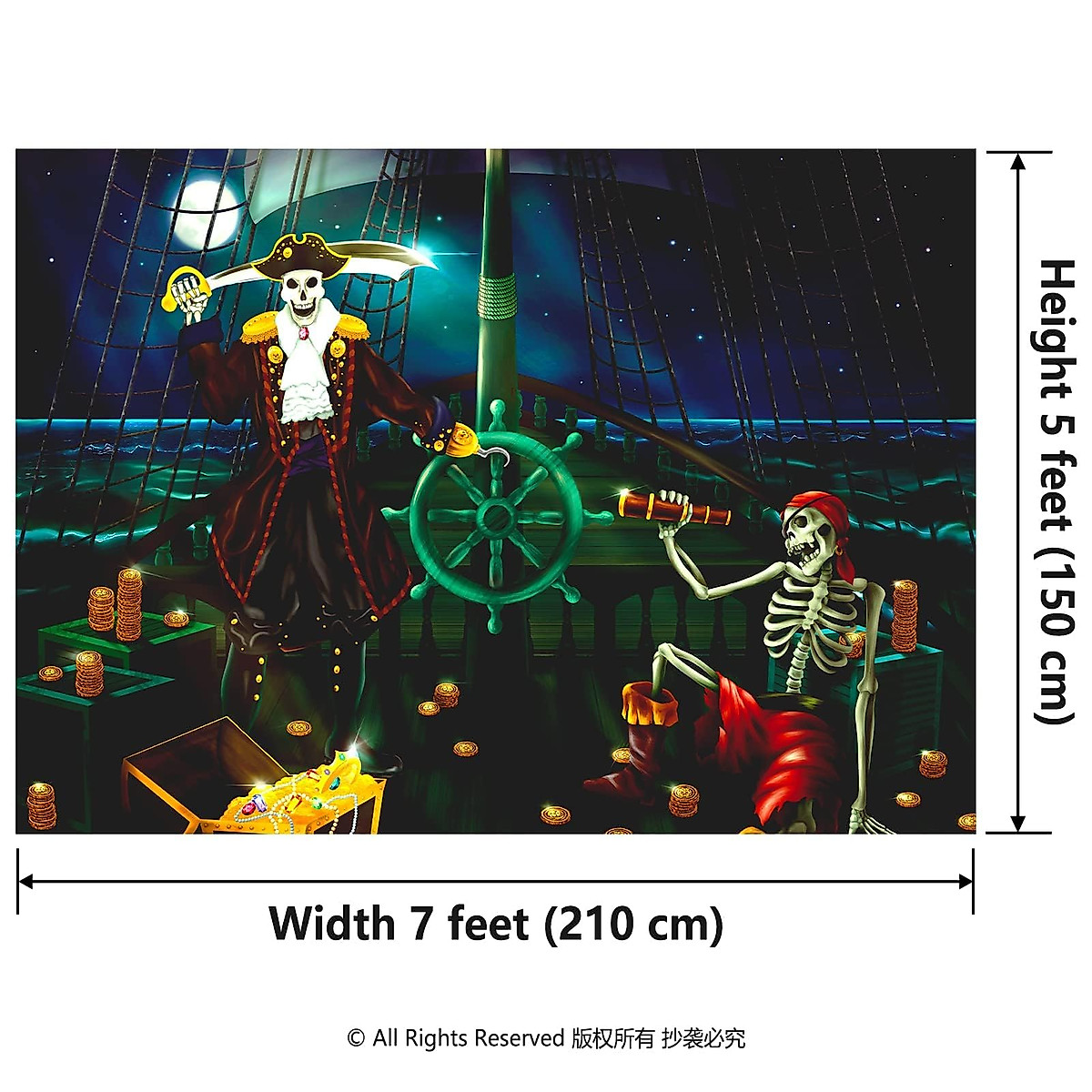 Cheerland Fabric Pirate Party Backdrop for Halloween Party Decoration Kids Birthday Hanging Background for Pirate Theme Birthday Wedding Costume Party Engagement Anniversary Party Supplies