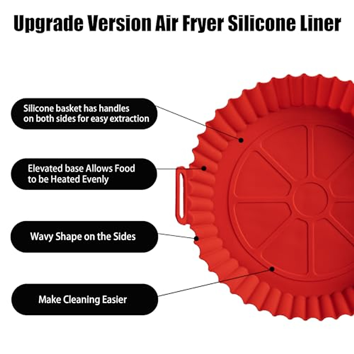3 Pack Air Fryer Silicone Liners-Zmerob Reusable Silicone Bowl Basket for 3 to 5 QT Ninja Air Fryer, Food Grade Airfryer Basket Bowl Pot,Baking Tray Cooking Oven Accessories(Top 8in / Bottom 6.75in)