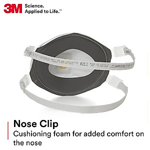 3M Particulate Welding Respirator 8212, N95 with Face Seal, NIOSH APPROVED, Pack of 10, Exhalation Valve, Adjustable Noseclip