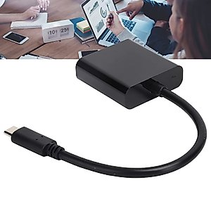 ASHATA 753 USBC to VGA Adapter, USB 3.1 Type‑C to VGA HD 1080P Video Adapter, 10Gbps Type‑C to VGA Converter Compatible with Laptop, Tablet
