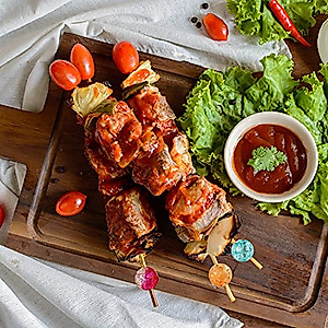 ALINK 100-Pack Cocktail Picks, Colorful Pearl Fancy Toothpicks for Appetizers, Wooden Food Picks Skewers for Food, Drinks, Fruits Party, Charcuterie Accessories - 4.72 inch