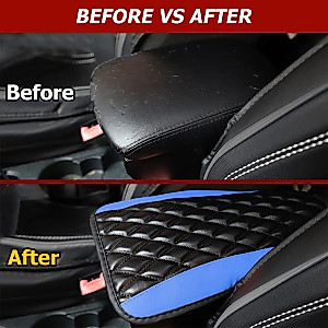 XINLIYA Car Center Console Cushion Pad, Universal Leather Waterproof Armrest Seat Box Cover Protector,Comfortable Car Decor Accessories Fit for Most Cars, Vehicles, SUVs (Blue)