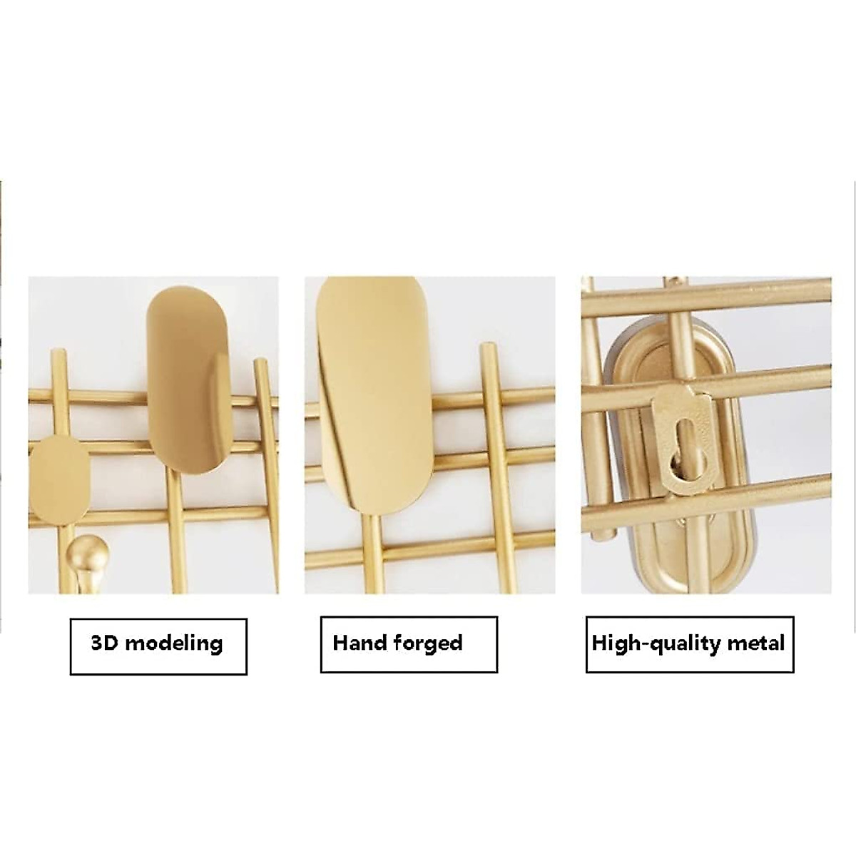 EAUSO Coat Hooks Wall Mounted Metal Coat Hook Wall Mounted Coat Rack Hanger Golden Heavy Duty Entrance Hook for Clothes Hat Key Towel and Bag Wall Hooks Door Hooks Coat Rack (Size : 7hooks) 7hooks