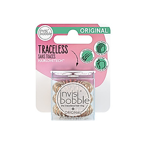 invisibobble Original Traceless Spiral Hair Ties with Strong Elastic Grip, Non-Soaking, Accessories for Women - Time to Shine, Bronze Me Pretty (Pack of 3)