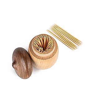 Agirlvct Toothpick Holder Dispenser, Wood Cute Acorn Toothpick Dispenser Container for Home Kitchen Restaurant (With Toothpicks)
