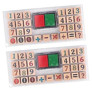 Tofficu 2 Sets kidcraft playset Number Stamps Wooden Stamp kit Wooden Stamp for Scrapbooking Wooden for Card Making Number Stamper Number Signet Stamper Seal die Bamboo Boxed