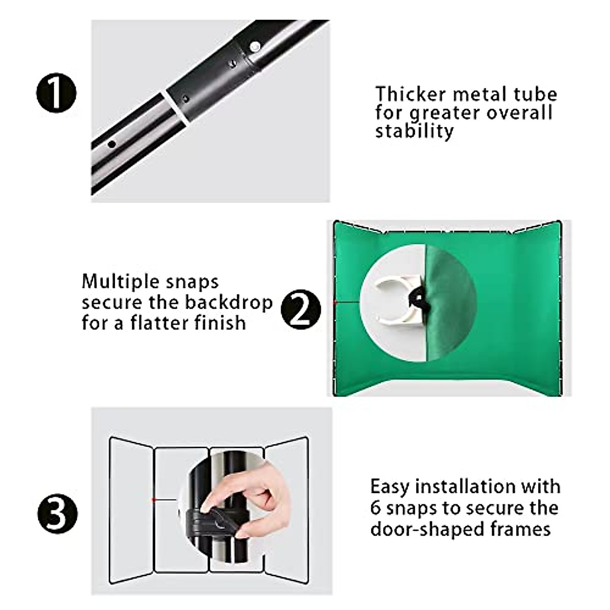 GSKAIWEN 7.87ft x 13.12ft Portable Large Chromakey Green Screen Backdrop with Stand Photography Background Support System for Photo Studio Video Shooting, Live Streaming, Parties, Keying, Stage