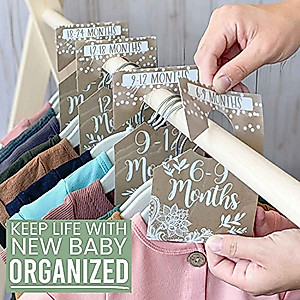 6 Hanger Dividers Baby Closet Size Dividers - Rustic Baby Closet Dividers, Baby Closet Organizer For Nursery Organization, Baby Essentials For Newborn Essentials, Nursery Closet Dividers Girl or Boy