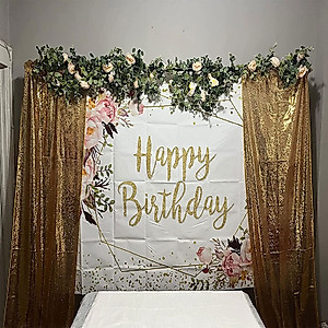 TOAOFY Shiny Champagne Gold Sequin Backdrop Curtains for Wedding Party Decor TAYS145