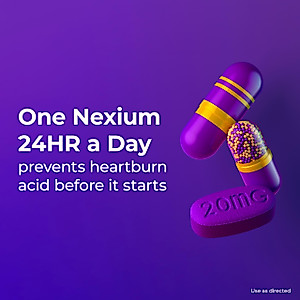Nexium 24HR Acid Reducer Heartburn Relief Capsules for All-Day and All-Night Protection from Frequent Heartburn, Heartburn Medicine with Esomeprazole Magnesium - 42 Count