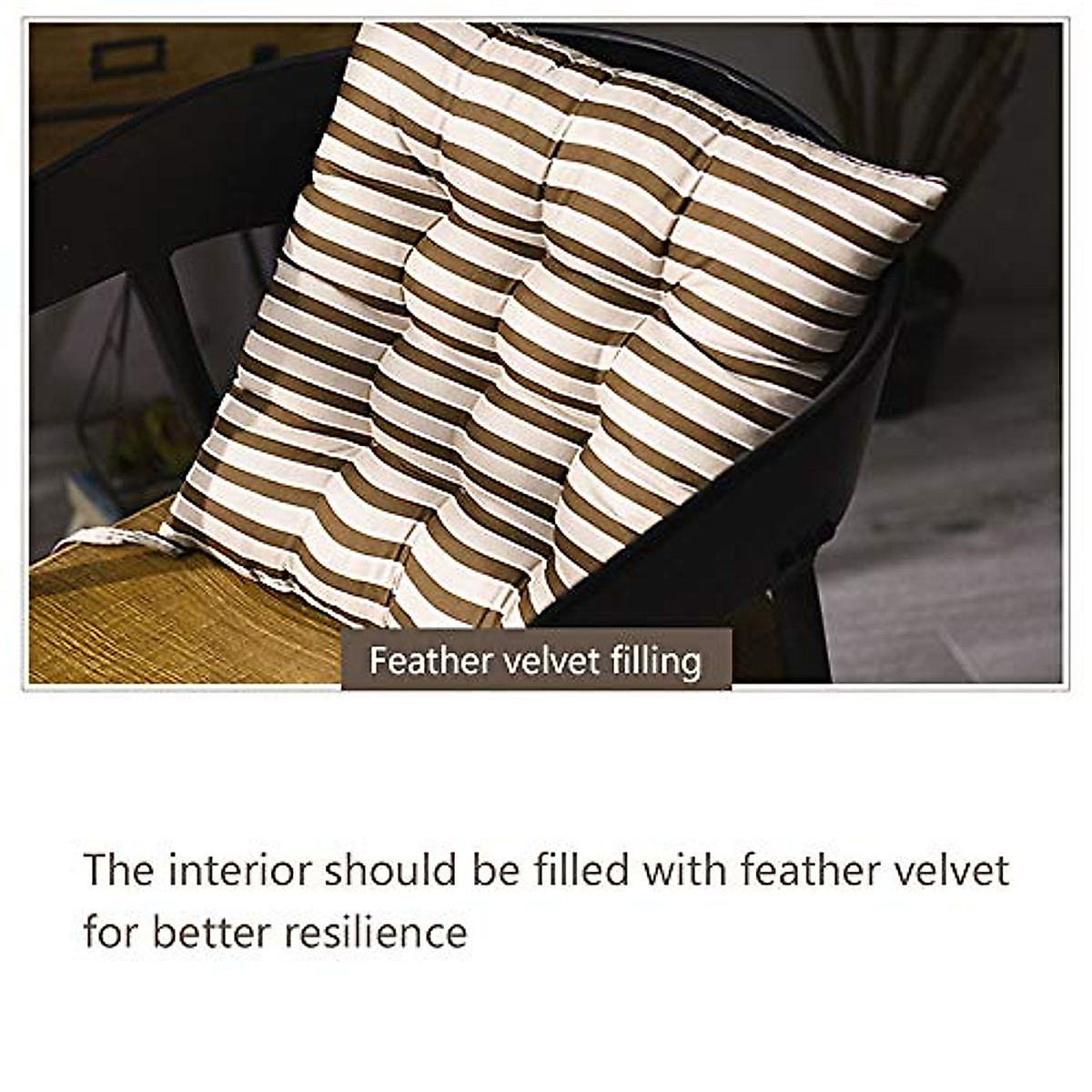 Scorpiuse 4 Pack Chair Pads 15.7"x 15.7" Striped Style Soft Seat Cushions for Dining Kitchen Living Room Office Chair Den (Coffee)