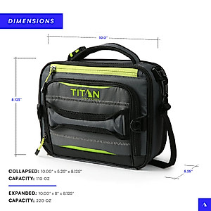 Arctic Zone Titan Deep Freeze Fridge Cold Expandable Insulated Horizontal Lunch Pack with 2X 250g High Performance Ice Walls, Grey