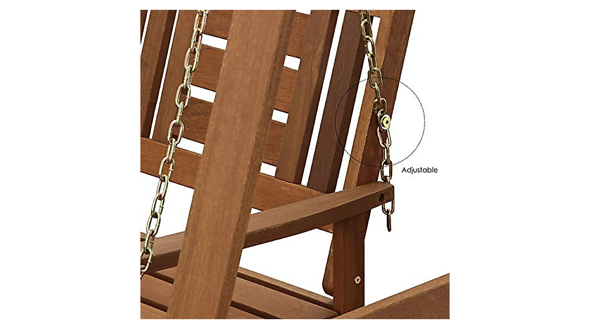 Furinno Tioman Outdoor Porch Swing - Durable Hardwood Outdoor Seating