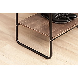 IRIS USA Metal Garment Rack with Wood Shelves Combo, Black/Dark Brown