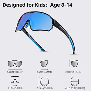 ROCKBROS Kids Polarized Sunglasses Baseball Sunglasses Cycling Glasses Sport Sunglasses UV400 Protection for Youth Boys Girls Age 8-14