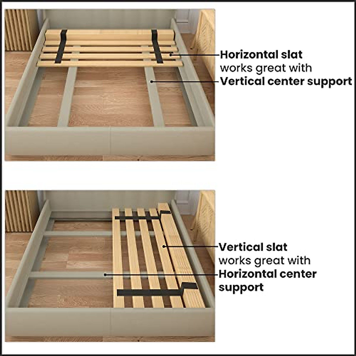Spring Solution, 0.68-Inch Horizontal Mattress Support Wooden Bunkie Board/Bed Slats, Twin(39"), Beige
