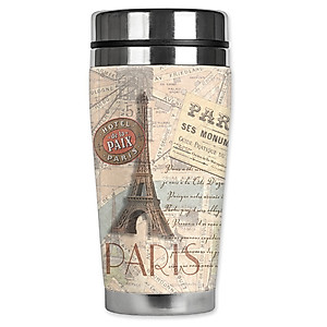 Mugzie "Paris" Stainless Steel Travel Mug with Insulated Wetsuit Cover, 20 oz, Black