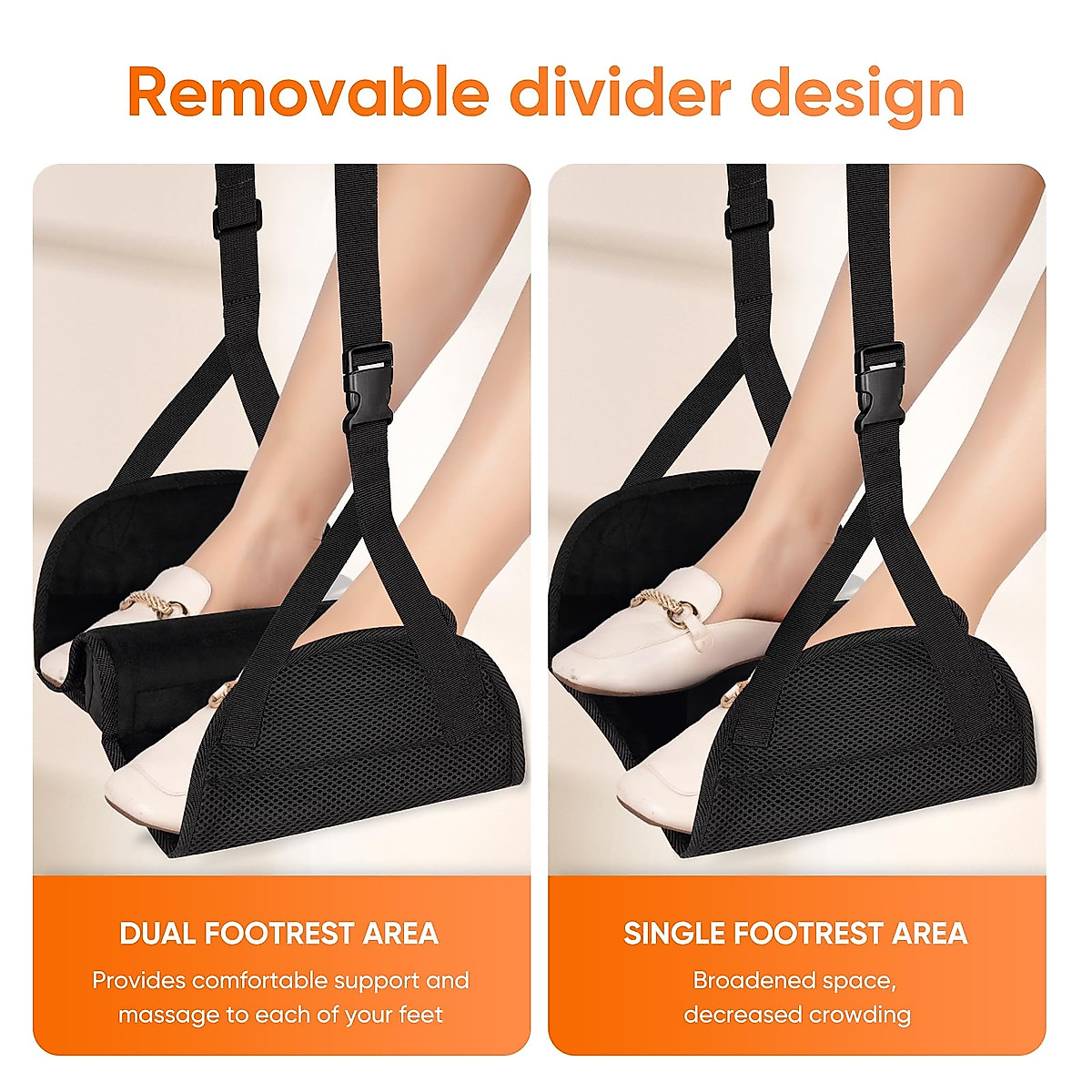 WeArkoTac Upgraded Airplane Footrest - Foam 2 in 1 Foot Hammock, Ergonomic Adjustable Foot Rest for Airplane Travel, Travel Essentials for Flying, Long Airplane for Airplane Travel Accessories