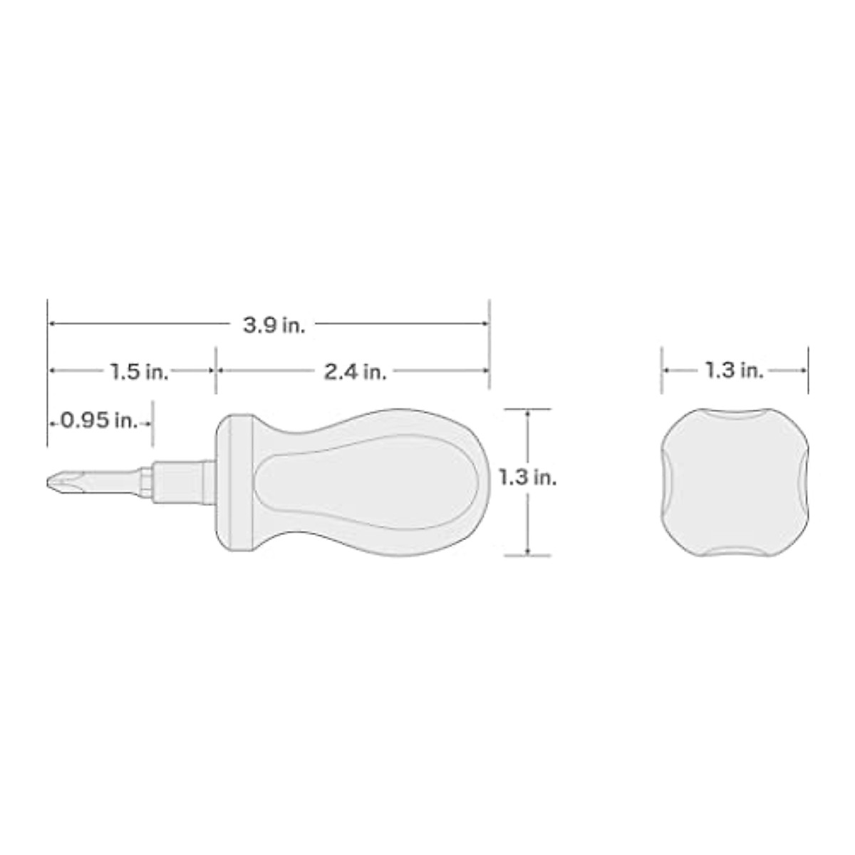TEKTON 3-in-1 Stubby Phillips/Slotted Driver (#2 x 1/4 in., Red) | DMT17002