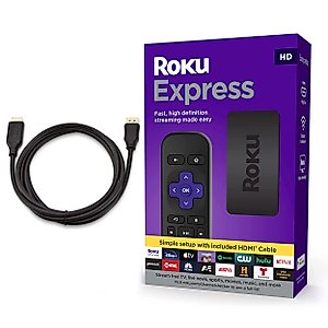 Roku Express HD Streaming Media Player with High Speed HDMI Cable and Simple Remote & Bundle Swanky Cables HDMI Cable