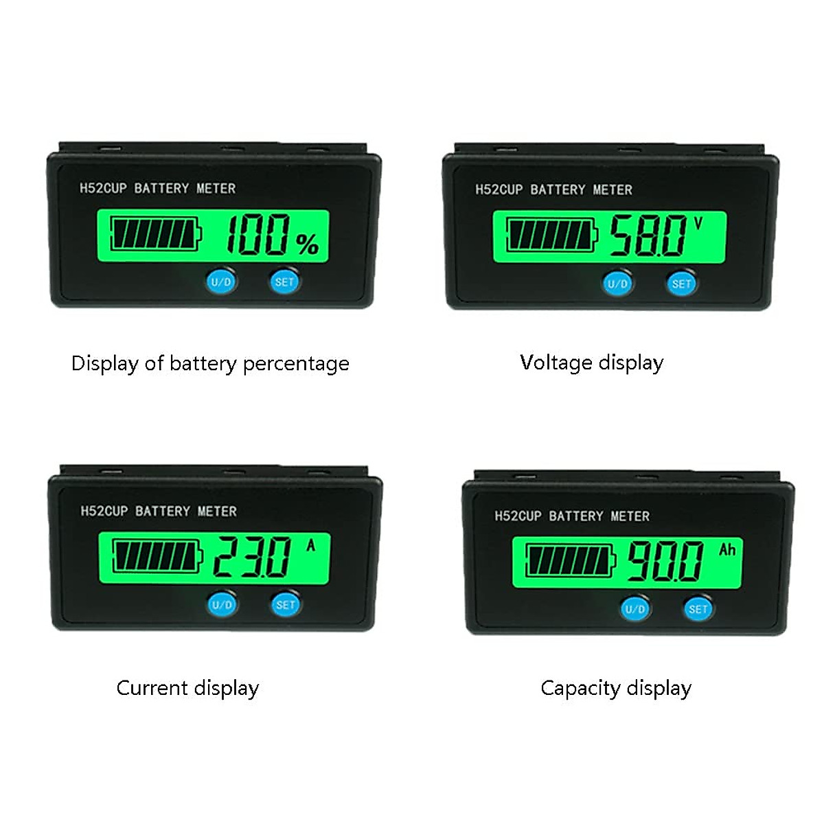 Taidacent BMS LCD Monitor Isolated RS485 Battery Meter RS485 Modbus Energy Meter Lithium Battery Voltage Current Coulomb Display