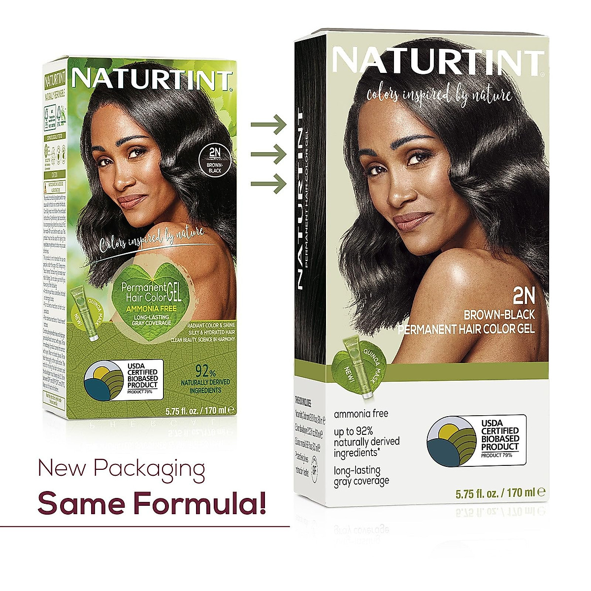 Naturtint 2N Brown Black Permanent Hair Color (Pack of 1), Ammonia Free, Vegan, Cruelty Free, up to 100% Gray Coverage, Long Lasting Results (Packaging may vary)