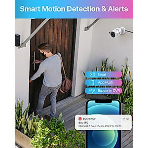 ZOSI 8CH 3K Lite Home Security Camera System Outdoor,AI Human/Vehicle Detection,Night Vision,4pcs 1080P Weatherproof CCTV Cameras,H.265+ 8 Channel Wired DVR with 1TB HDD for 24/7 Recording