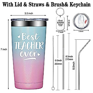 Fufendio Teacher Christmas Gifts - Teacher Appreciation Gifts for Women - Best Teacher Ever Gifts from Student - Teachers Day, End of Year, Retirement Gifts for Teacher - Teacher Cup Tumbler 20oz
